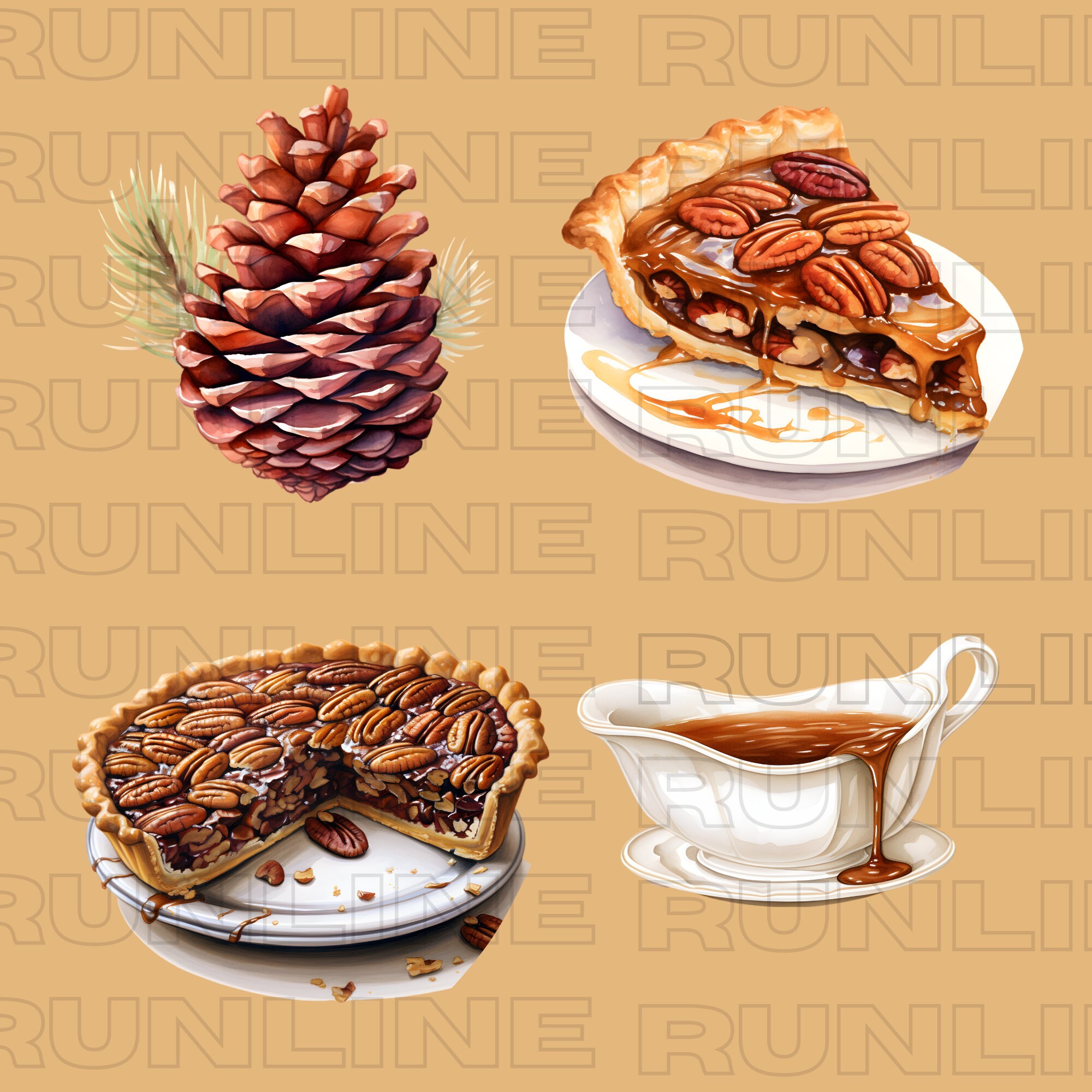 Thanksgiving Clipart, Watercolor Clipart Bundle, Thanksgiving PNG & SVG ...