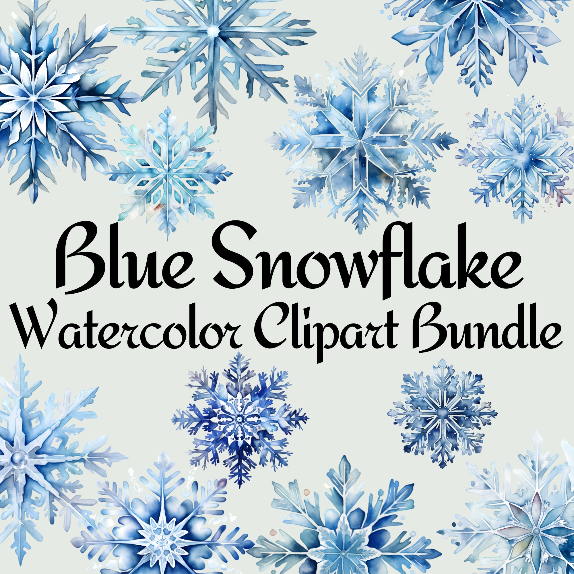 Blue Snowflake Watercolor Clipart Bundle Watercolor Snowflake - Etsy