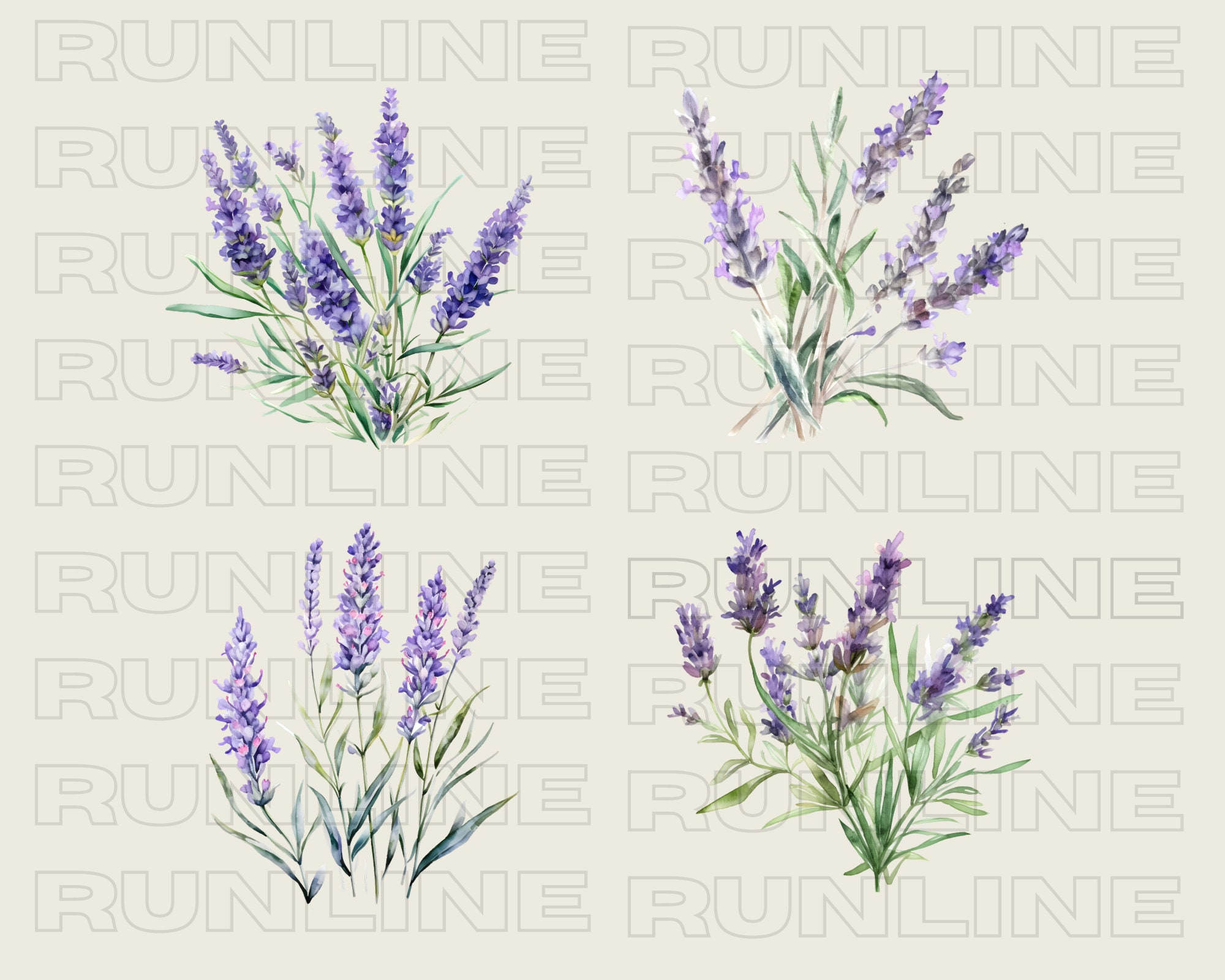 Watercolor Lavender Clipart Bundle, Watercolor Floral Clipart, Purple ...