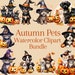 Halloween Pet Watercolor Clipart, Cute Autumn Pets Clipart Bundle, Fall ...