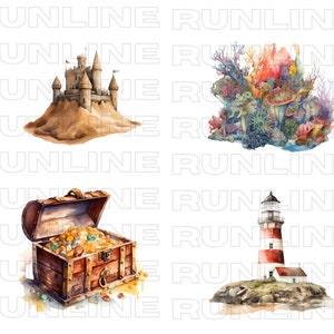 Beach PNG Bundle, Watercolor Beach Clipart, Beach SVG Bundle, Summer ...