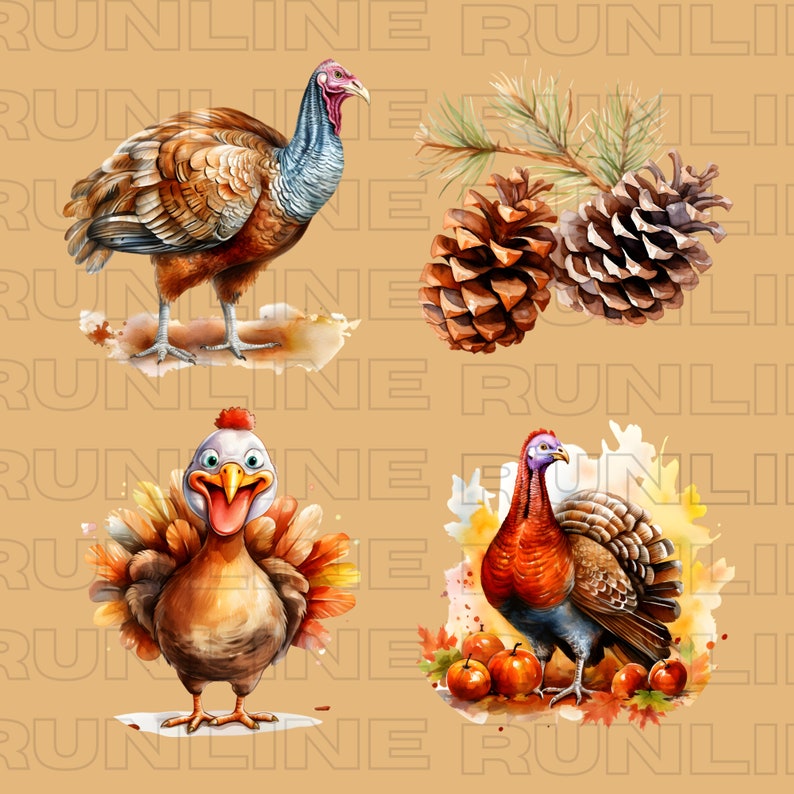 Thanksgiving Clipart, Watercolor Clipart Bundle, Thanksgiving PNG & SVG ...