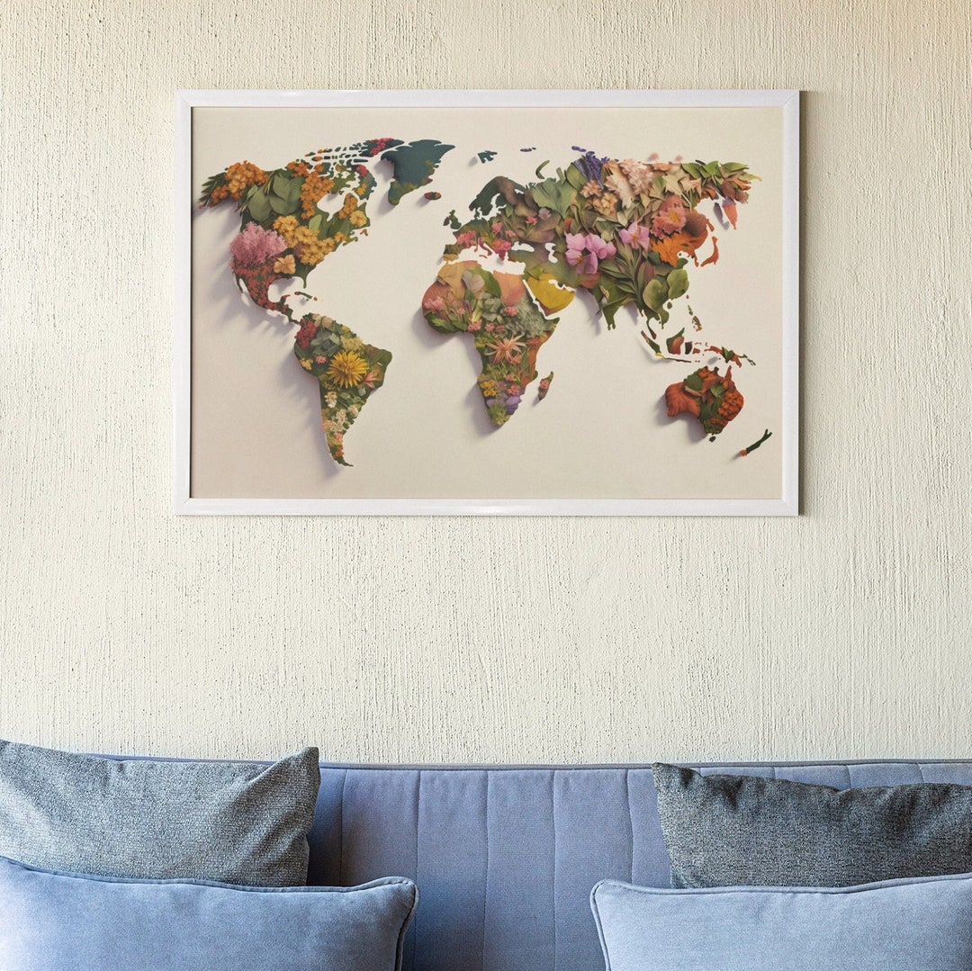 World Map Wall Art Large Framed World Map Canvas Large Wall - Etsy