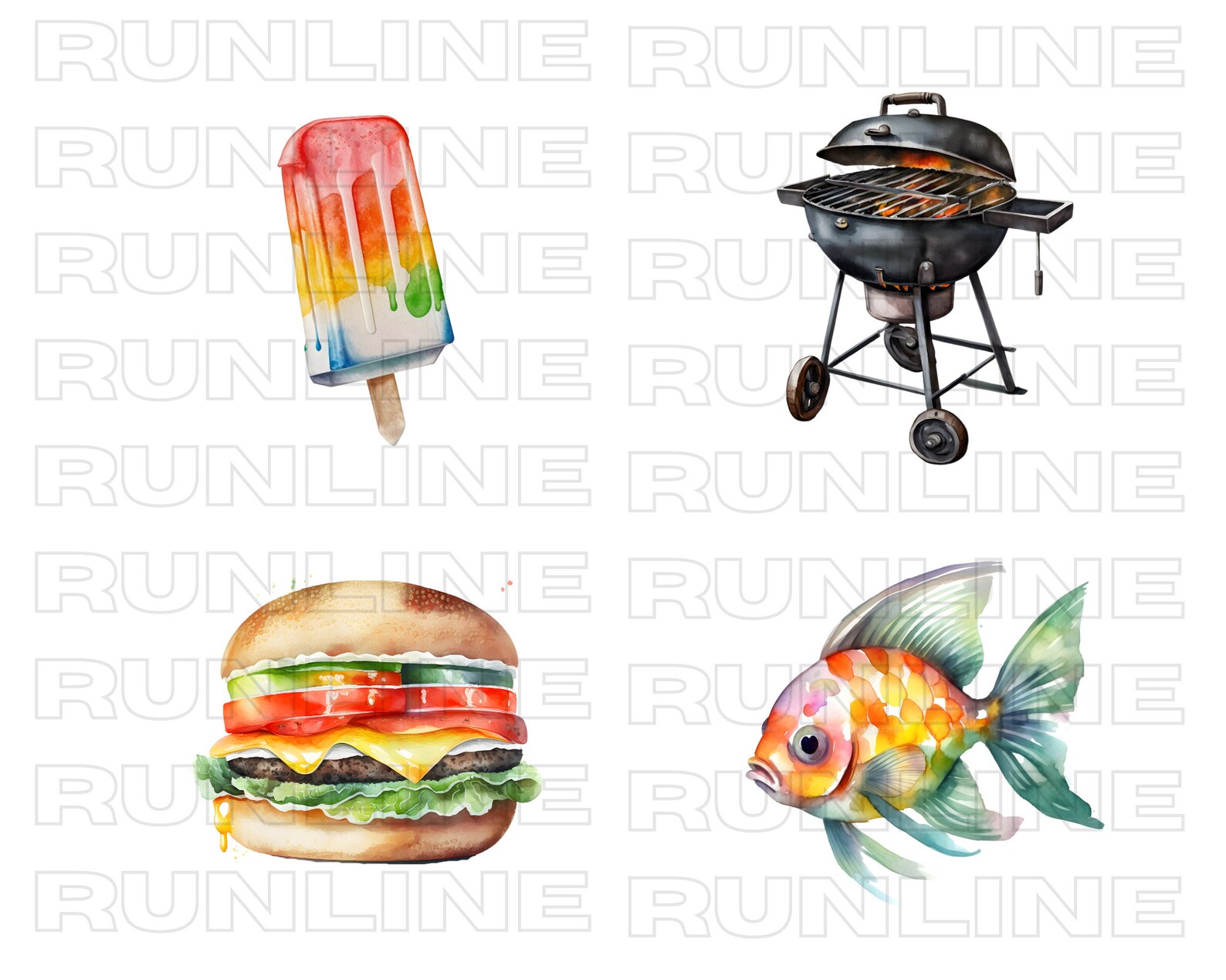 Summer Clipart Bundle, Watercolor Summer PNG & SVG Clipart Bundle ...