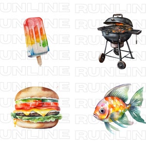 Summer Clipart Bundle, Watercolor Summer PNG & SVG Clipart Bundle ...
