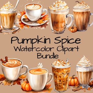 Pumpkin Spice Watercolor Clipart Bundle, Autumn Clipart, Fall PNG ...