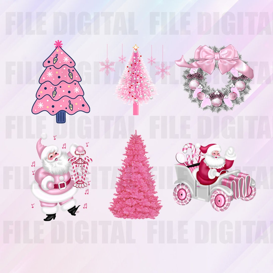 Pink Christmas Clipart Bundle PNG Christmas PNG Festive - Etsy