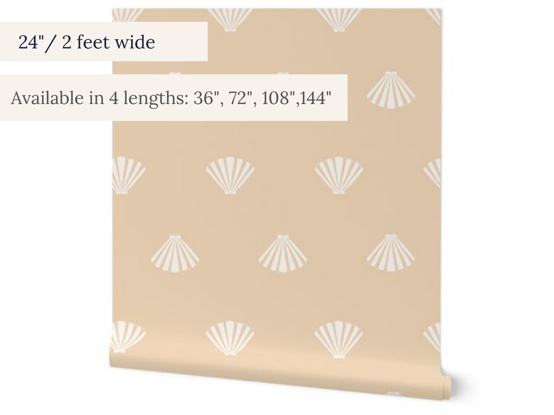 Neutral Beach Coastal Seashell Wallpaper Roll Ivory Cream Scallop ...