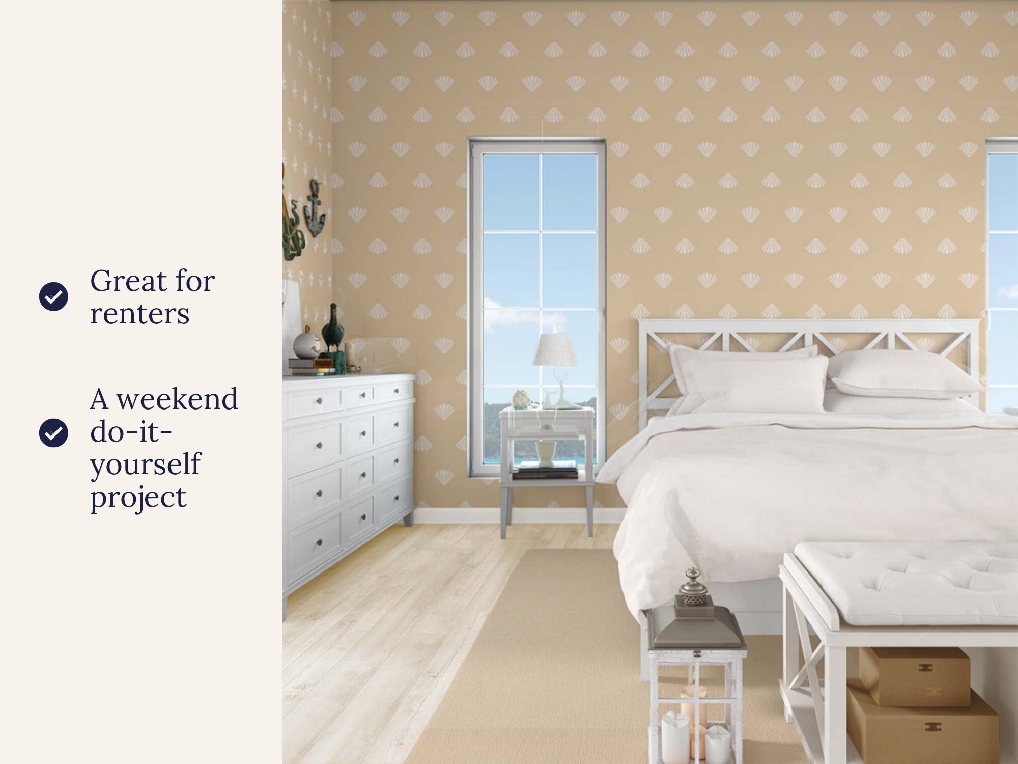 Neutral Beach Coastal Seashell Wallpaper Roll Ivory Cream Scallop ...