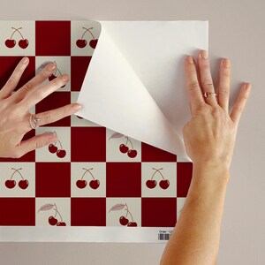 Retro Red Cherry Checkerboard Wallpaper - Peel and Stick - Etsy