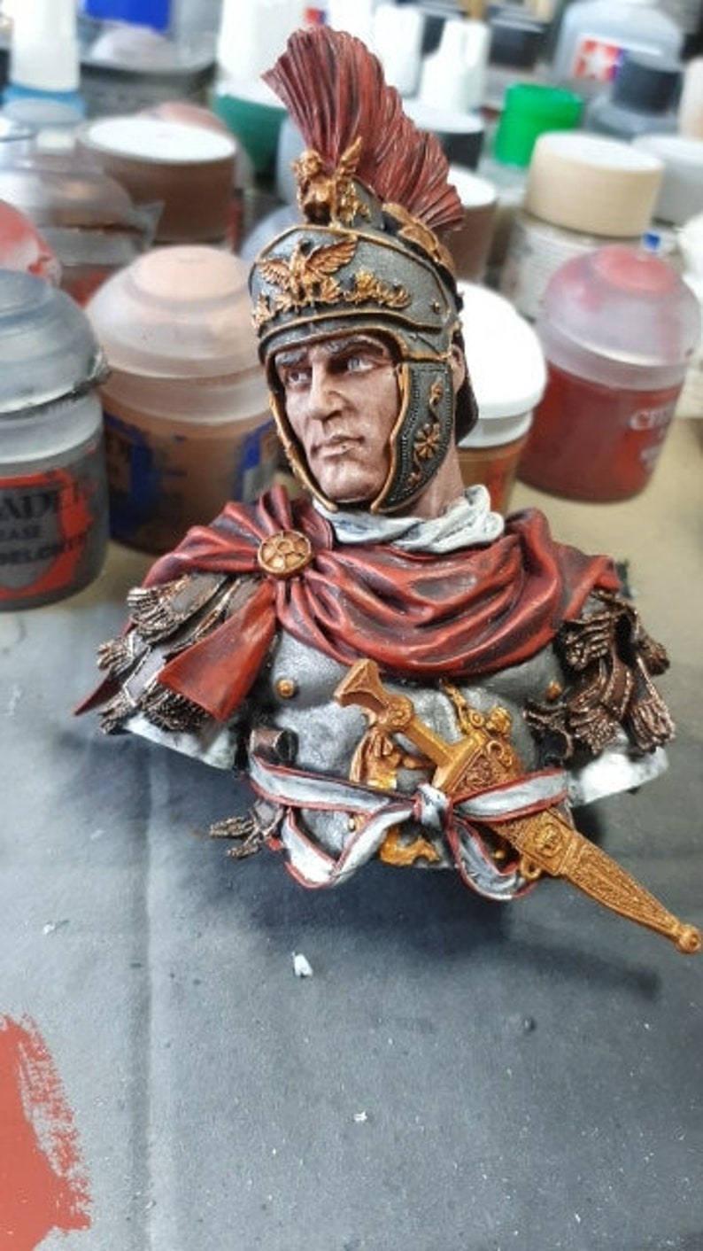 Ancient Roman Officer Military Figure Bust Unpainted Resin Model Scale ...