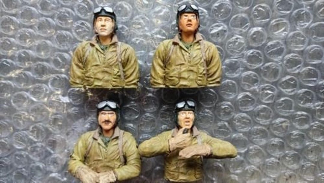 US Tank Crew Resin 4 Soldiers Model Unpainted Military Figure Scale 1 ...