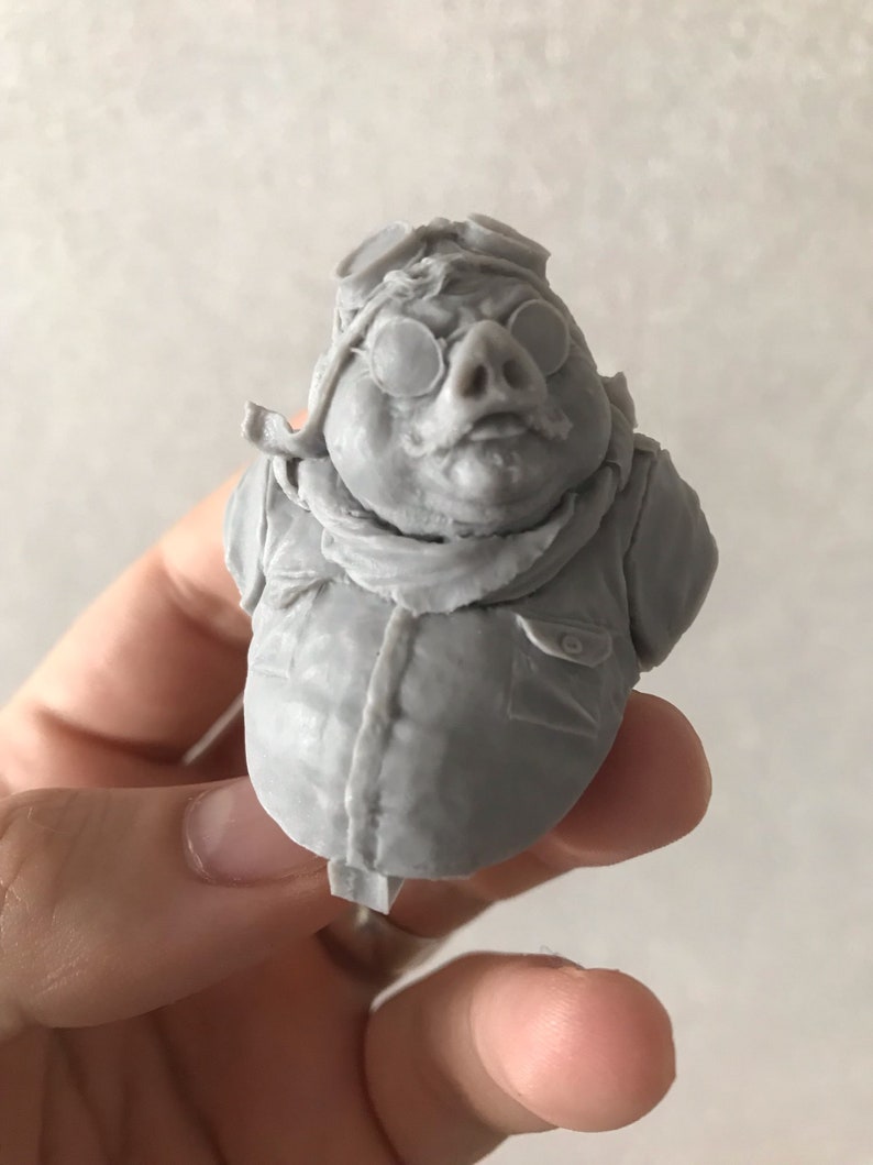 Fat Military Pilot Resin Bust Model Fantasy Adult Miniature Figure Kit ...