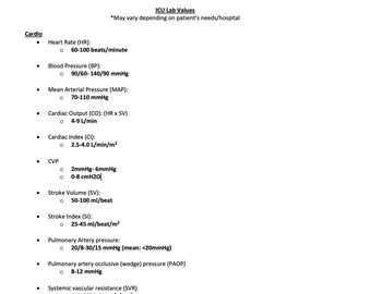 Lab Values Quick Reference Sheet for Acute Care Occupational - Etsy