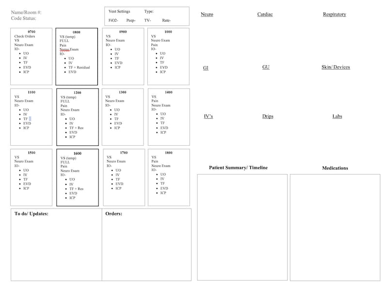 New Nurse NERUO ICU Charting List - Etsy