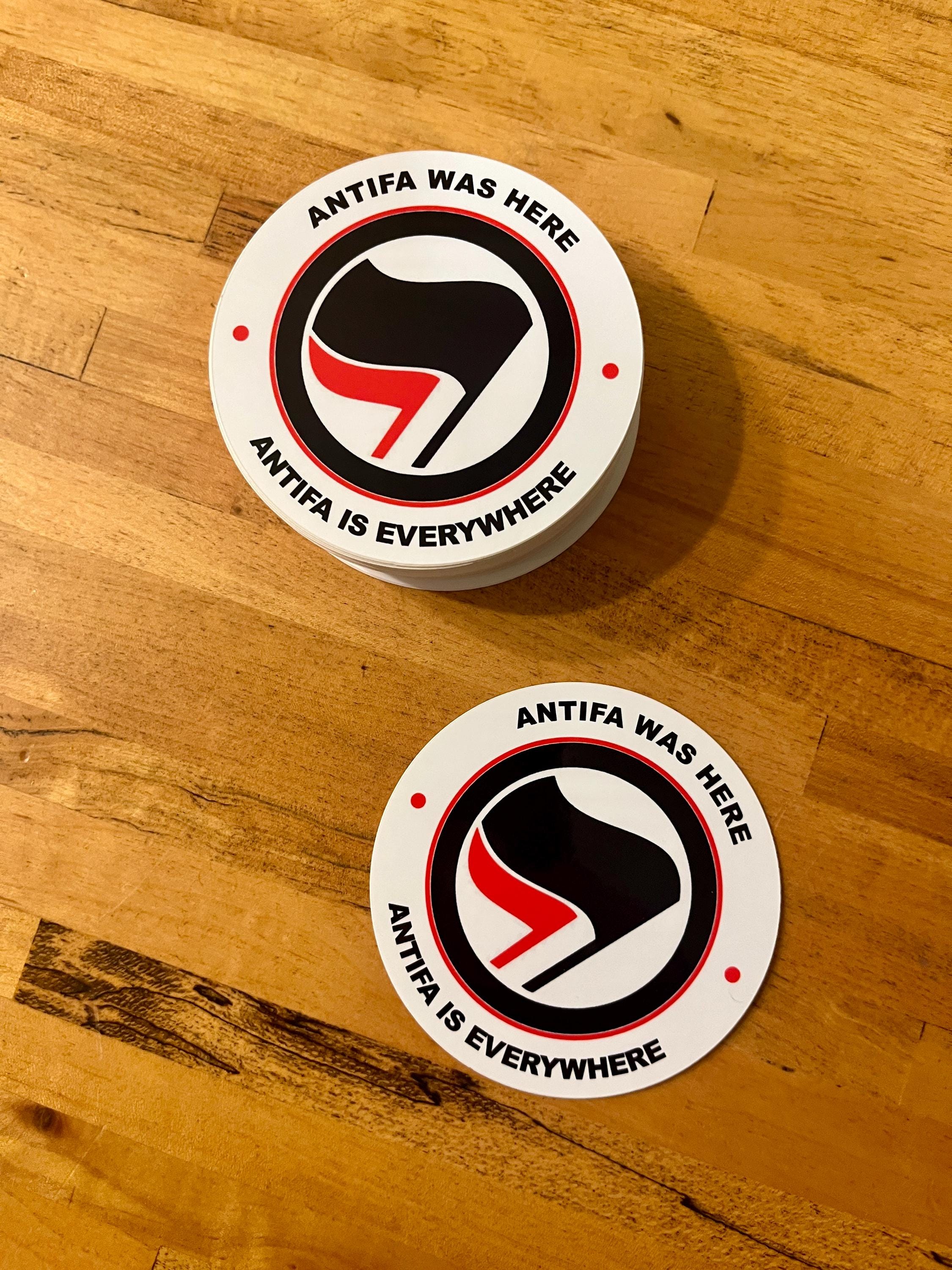 Antifa Was Here / Antifa is Everywhere Round Stickers (packs of 5, 10 ...