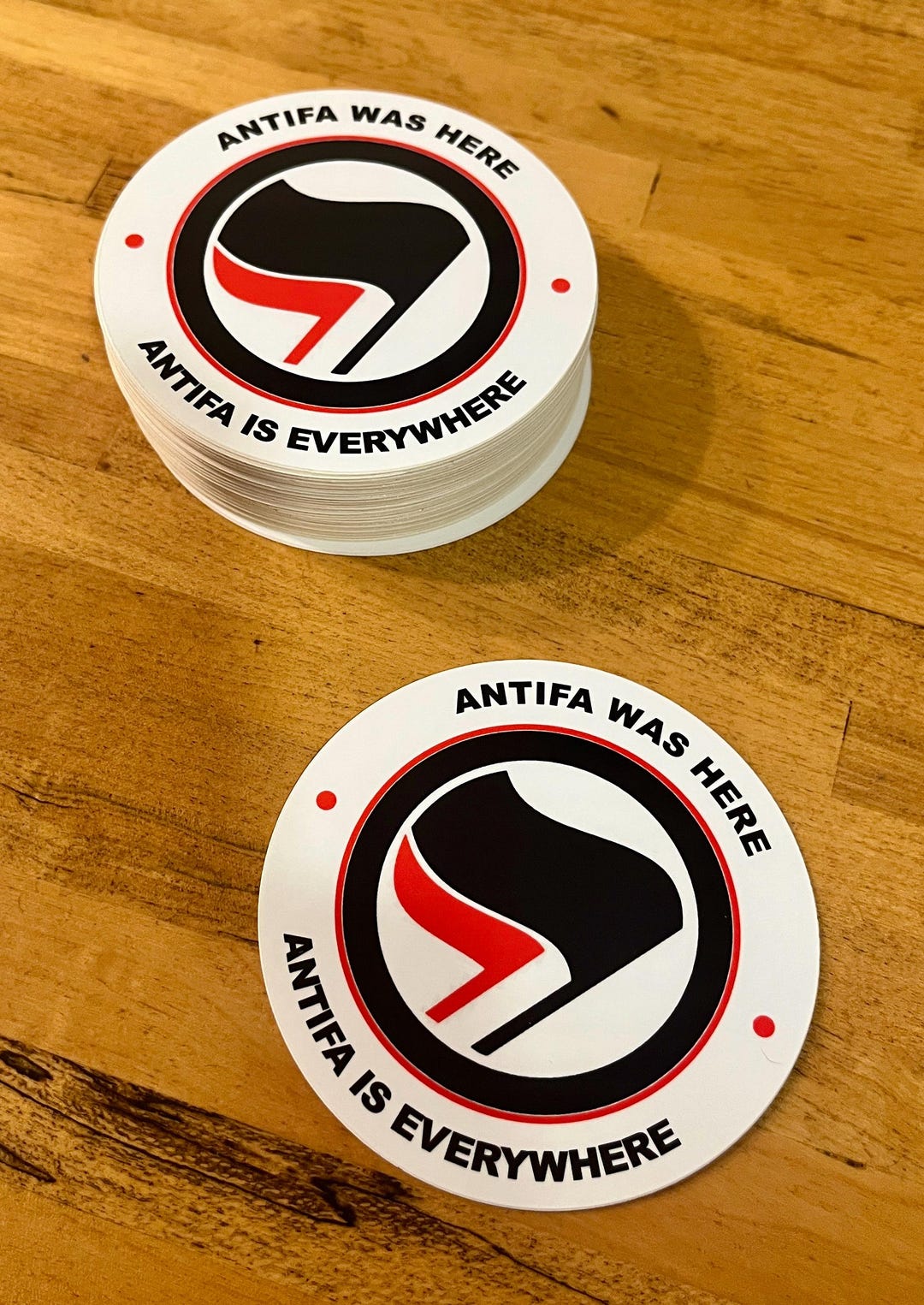Antifa Was Here / Antifa is Everywhere Round Stickers (packs of 5, 10 ...