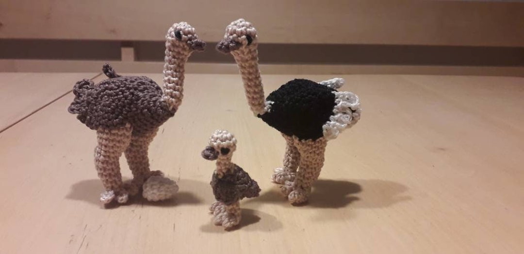 Crochet Realistic Ostrich, Crochet Wild Animals, Ostrich Family ...