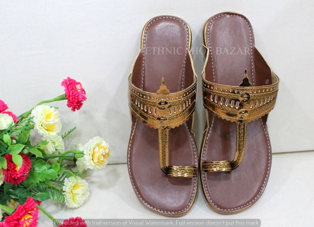 Dark Copper Kolhapuri Sandals for Women Ethnic Women Kolhapuri Chappal ...
