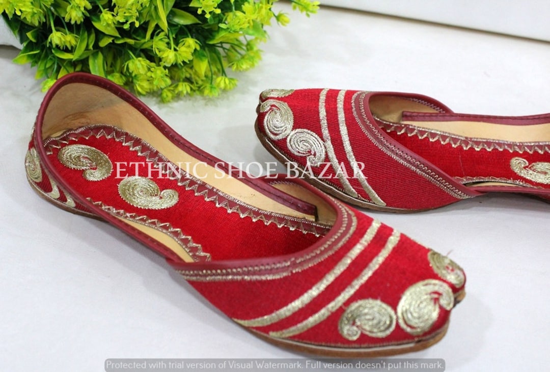 Red Punjabi Jutti Mojari Shoes for Women,indian Shoes Ethnic Sandals ...