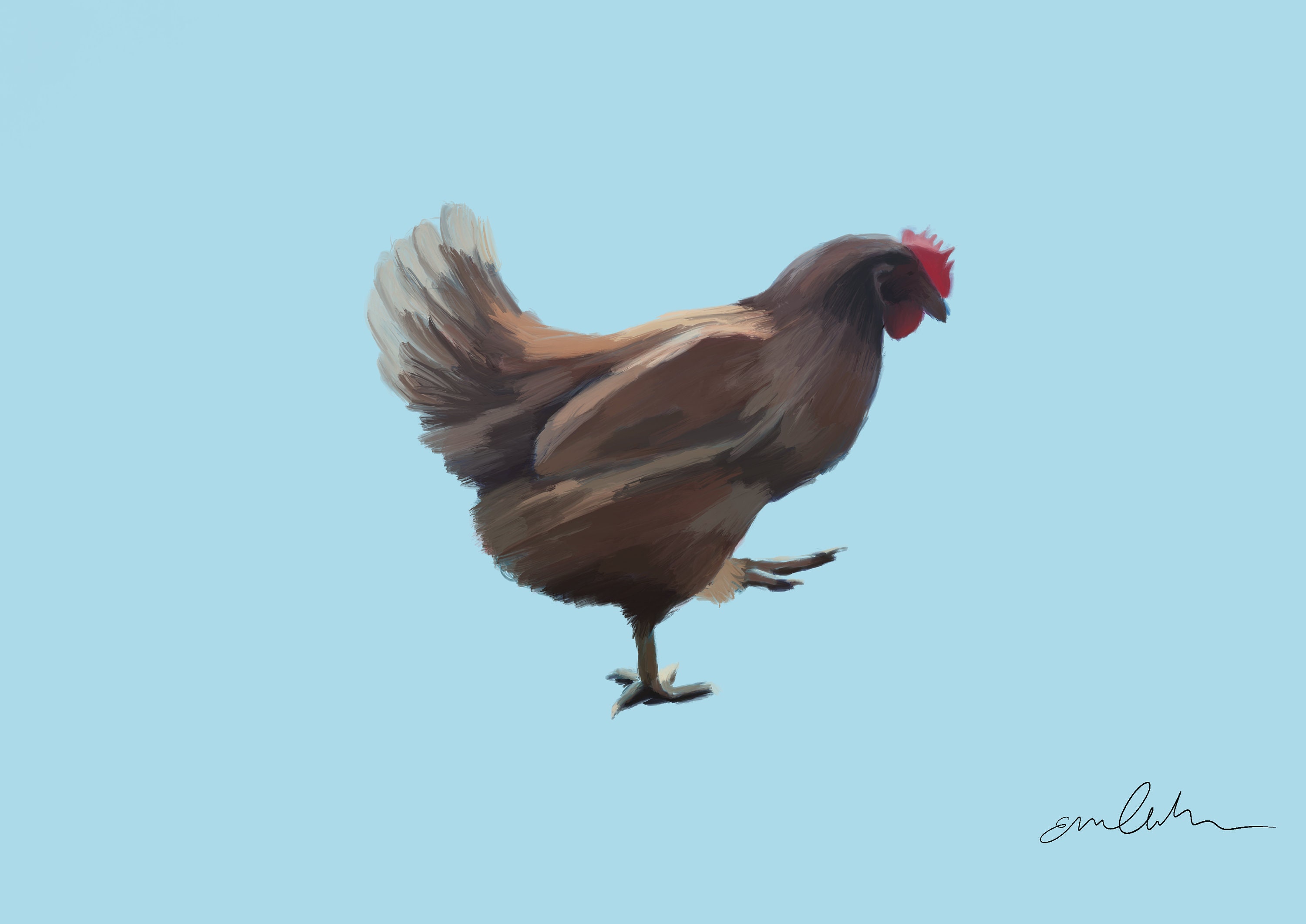 Blue Chicken Art Home Print, Country Home, Oil Painting, Housewarming ...