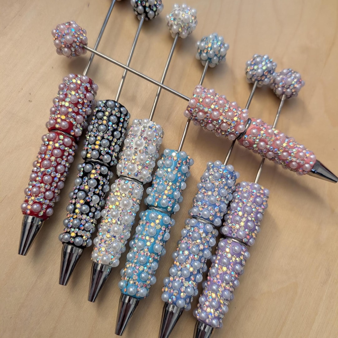 Rhinestone/pearl/ombre Beadable Pens DIY Solid AB Ombre Flowers Pearls ...