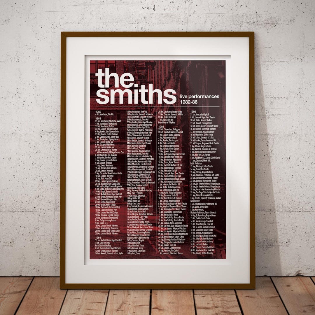 The Smiths Poster – Complete Gig History Wall Art, Morrissey Fan Art ...