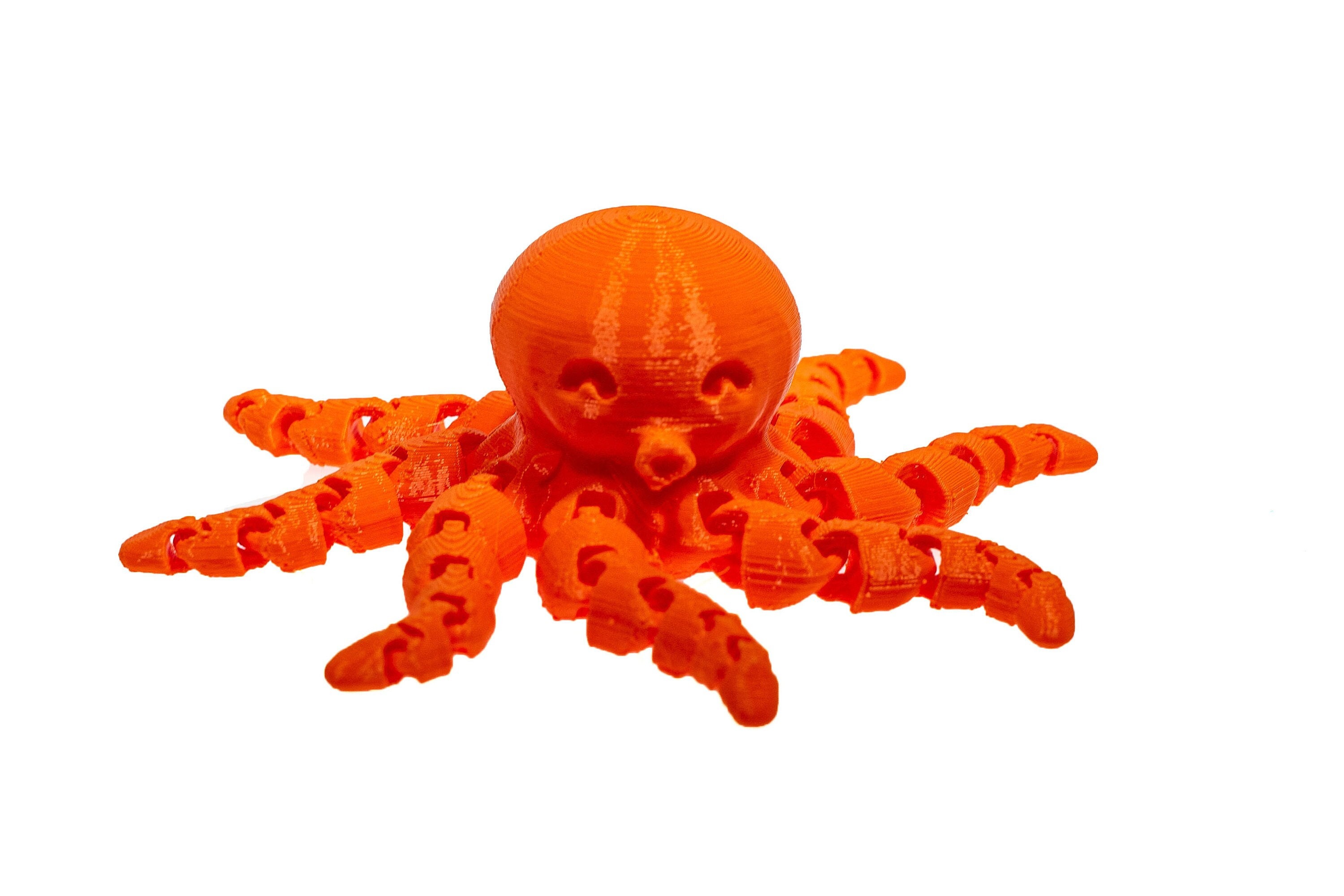 3D Printed Flexible Octopus Orange Articulated Sea Animal Toy Ornament ...