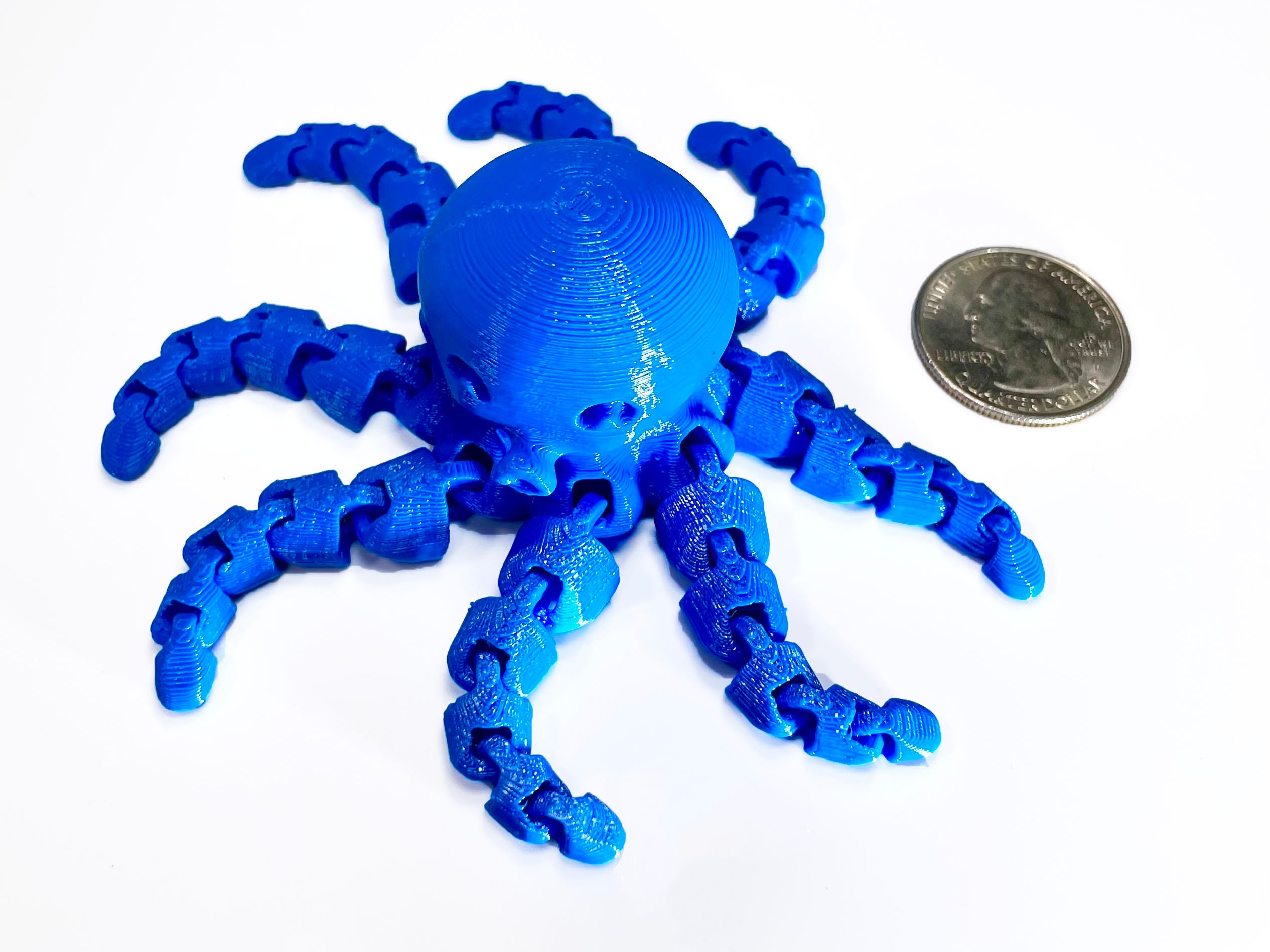 3D Printed Flexible Octopus Blue Articulated Sea Animal Toy Ornament ...