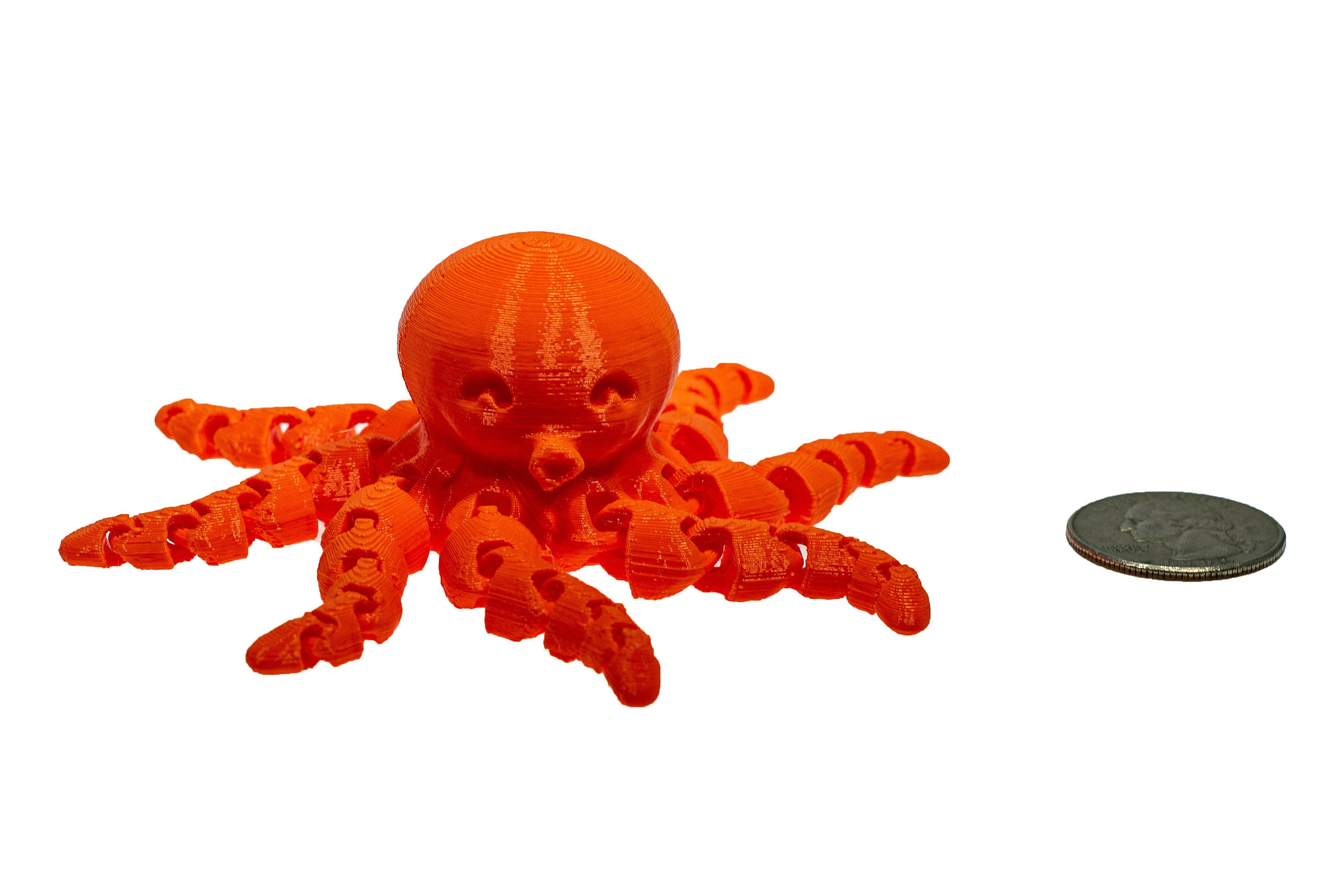 3D Printed Flexible Octopus Orange Articulated Sea Animal Toy Ornament ...