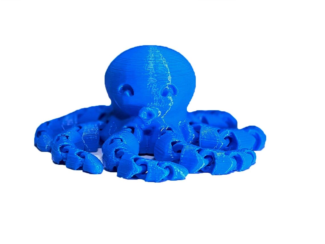 3D Printed Flexible Octopus Blue Articulated Sea Animal Toy Ornament ...