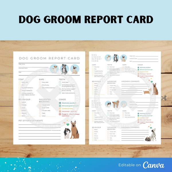 Dog Grooming Report Card - Etsy