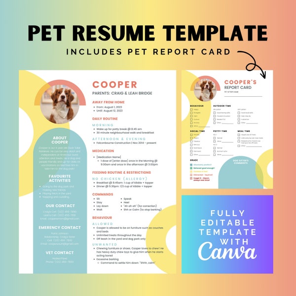Pet Resume - Etsy