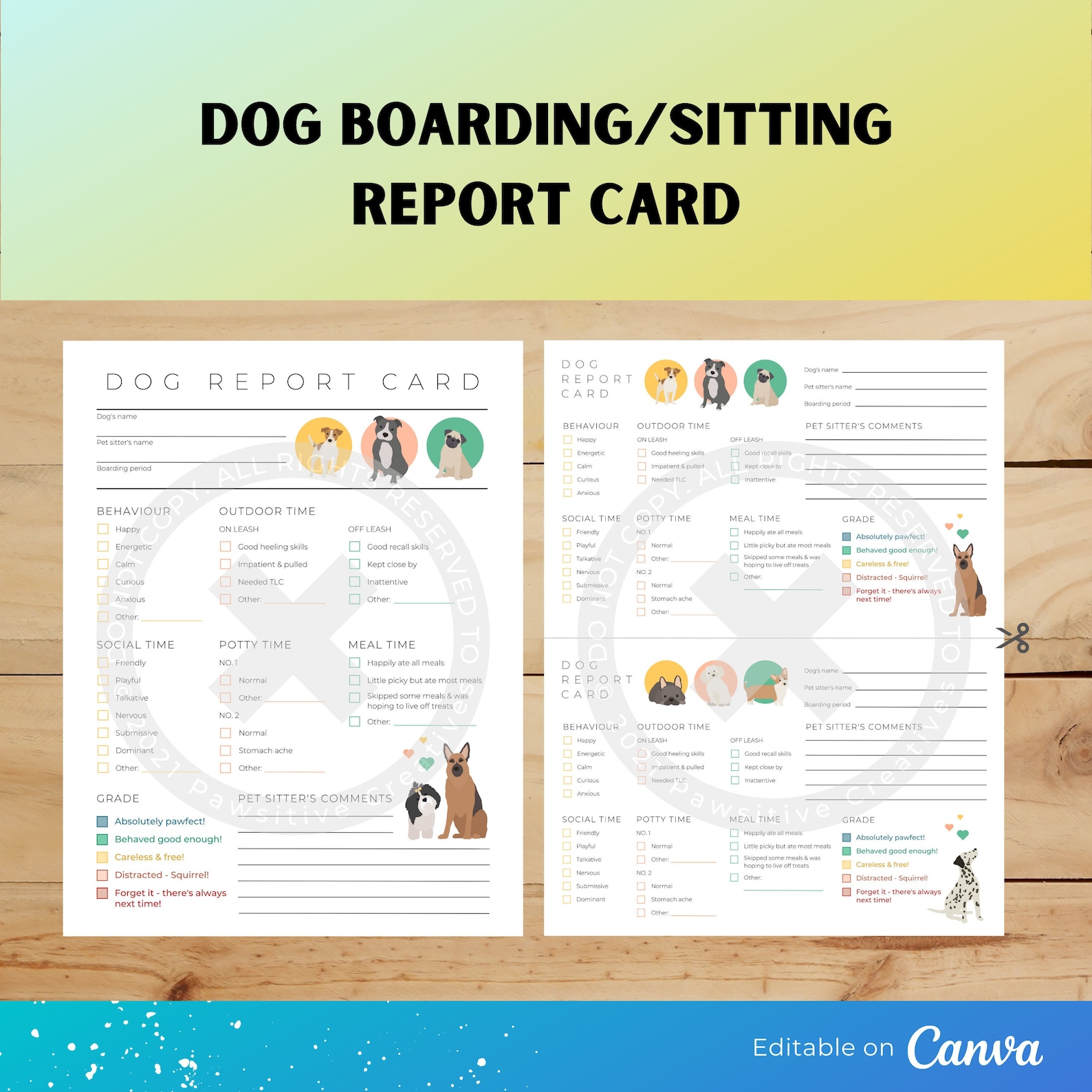 Dog Boarding/sitting Report Card Template Editable Template - Etsy
