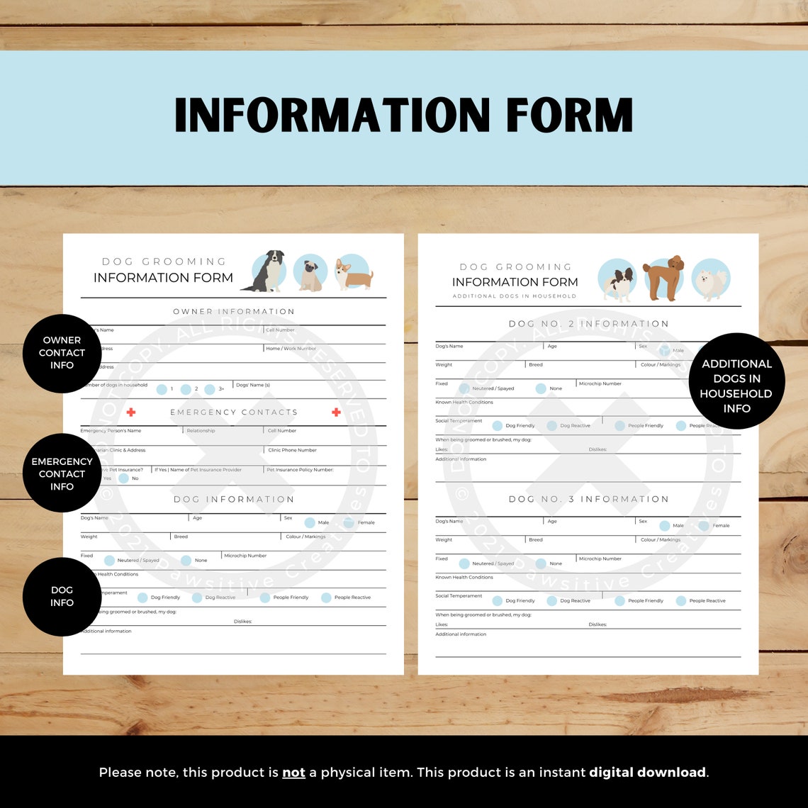 Dog Grooming Template Package Editable Template Dog - Etsy