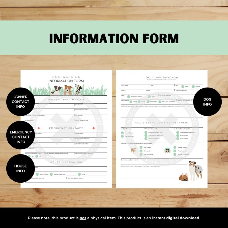 Dog Walking Template Package Editable Template Dog Walking Forms Dog ...