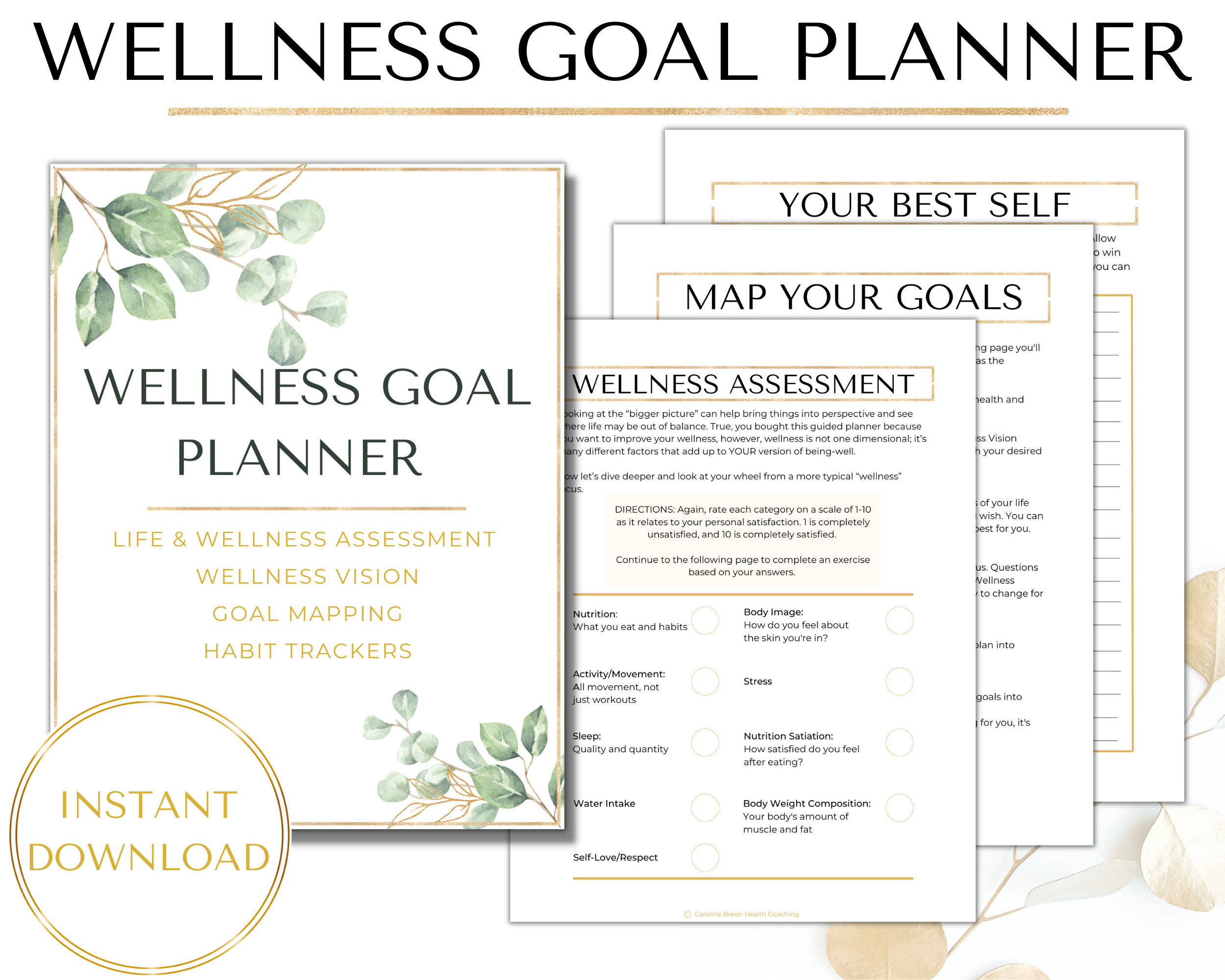 Wellness Goal Planner, Habit Tracker - Etsy