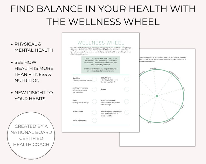 Wheel of Life and Wellness Printable, Health Assessment & Template - Etsy