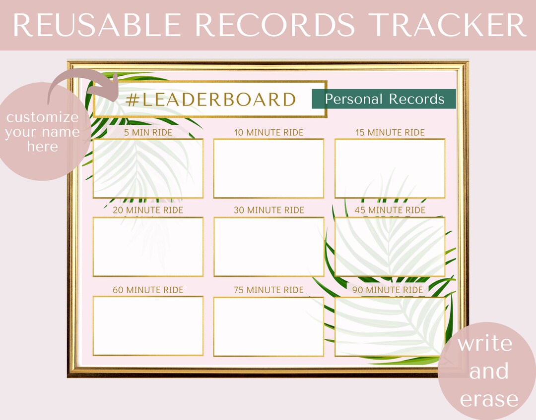 Reusable Personal Records Tracker, Workout Records Tracker, Cycling ...