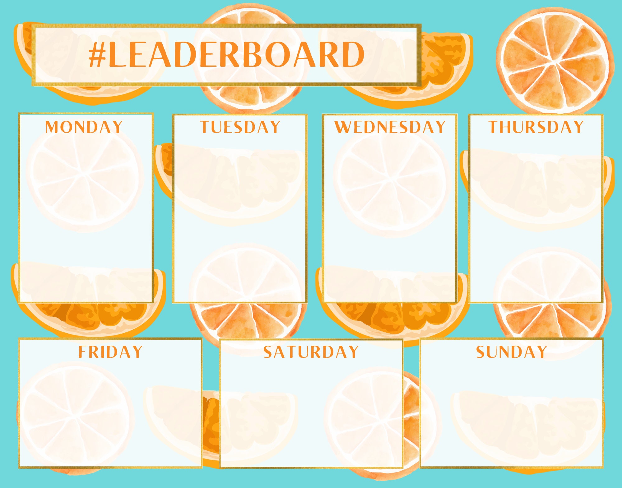 Oranges Reusable Workout Calendar | Weekly Workout Calendar | Write and ...
