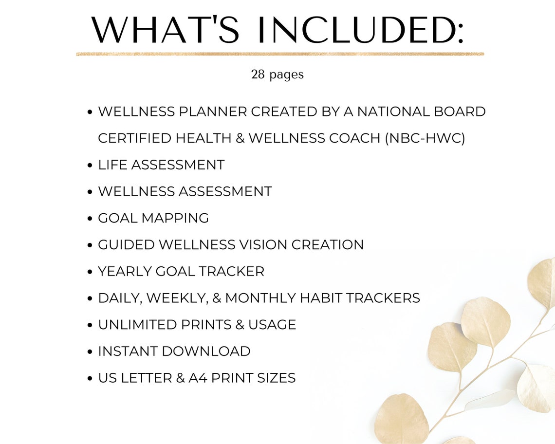 Wellness Goal Planner Habit Tracker | Etsy
