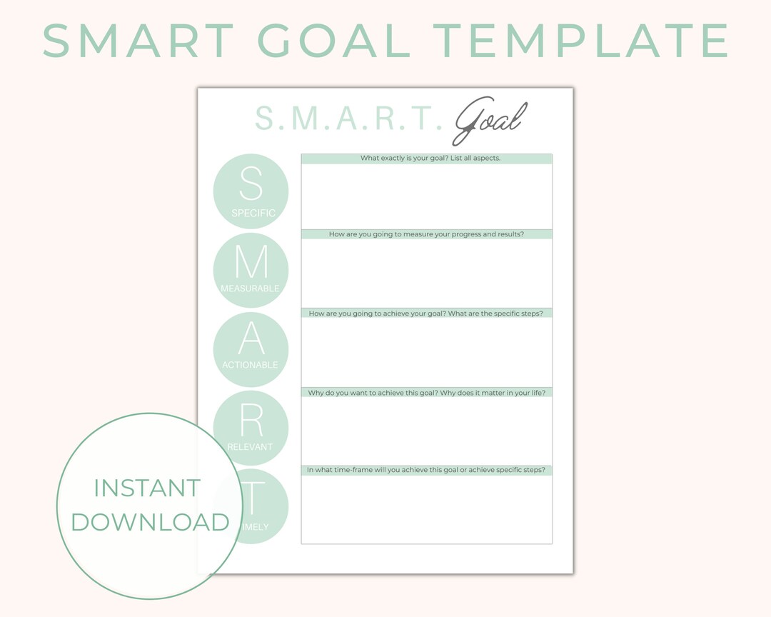 SMART Goal Template Printable - Etsy