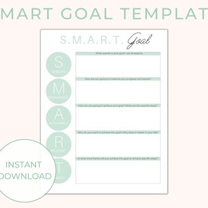 SMART Goal Template Printable - Etsy