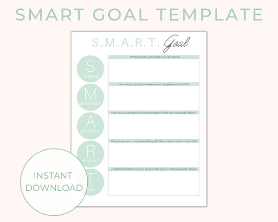 SMART Goal Template Printable - Etsy