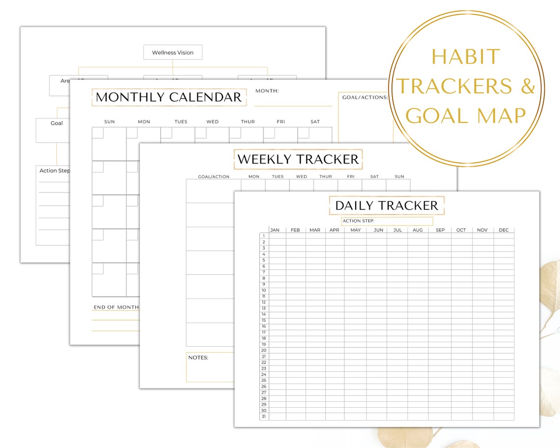 Wellness Goal Planner, Habit Tracker - Etsy
