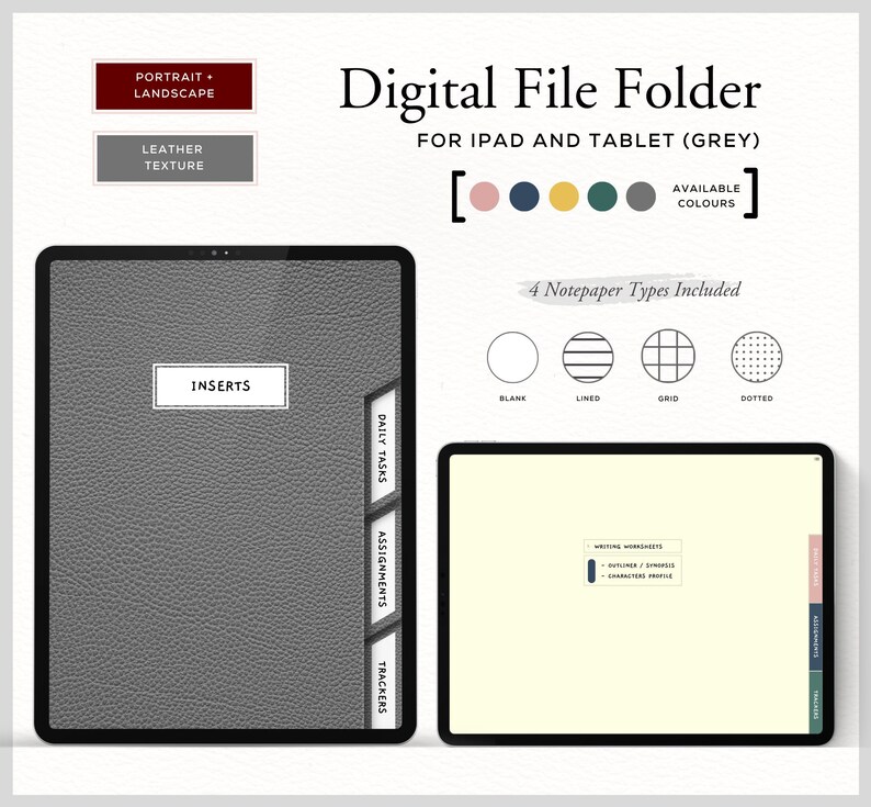 Digital File Folder grey Digital Planner Goodnotes Cover Customize and ...