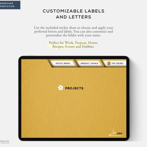 Digital File Folder yellow Digital Planner Goodnotes Cover Customize ...