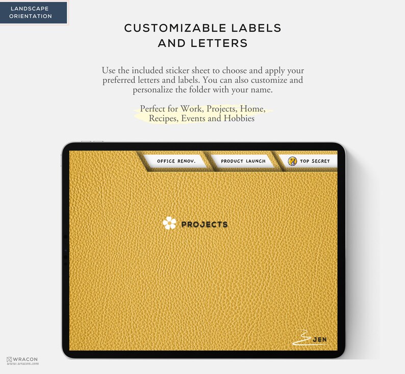 Digital File Folder yellow Digital Planner Goodnotes Cover Customize ...