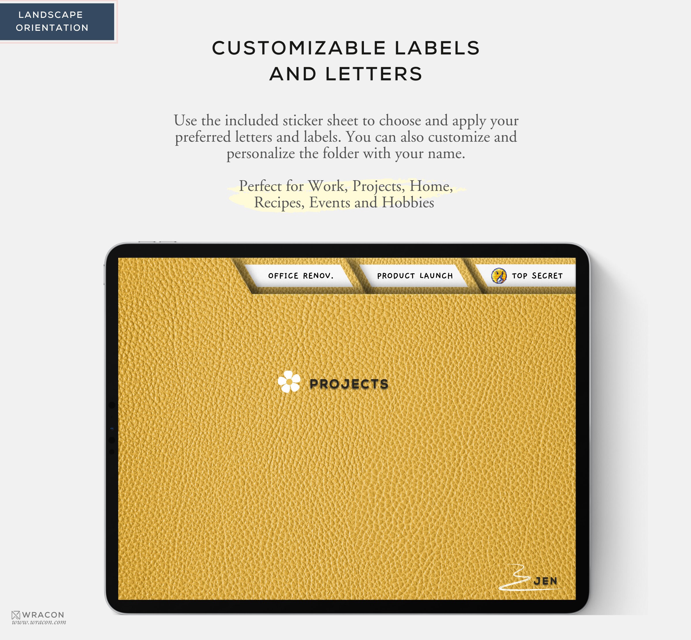 Digital File Folder yellow Digital Planner Goodnotes Cover Customize ...