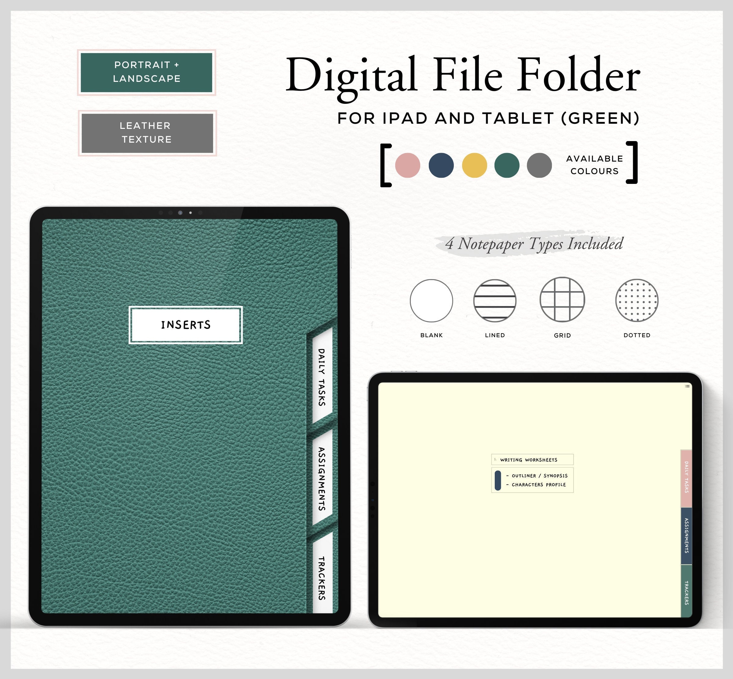 Digital File Folder green Digital Planner Goodnotes Cover Customize and ...